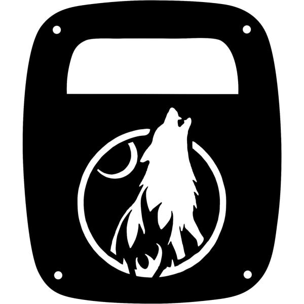 商品名JeepTails Wolf Howling at The Moon Tail lamp Light Covers Compatible with Jeep Wrangler TJ and YJ - Black - Set of 2ブ...