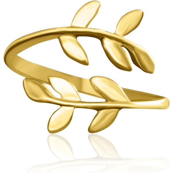 商品名ondaisyマットカラーBFF Best FriendsボヘミアンボーホージュエリーツリーFlower Leaves Laurel Leaf Knuckle Toe調節可能なバンドリング ゴールドONDAISY 14K Matte ...