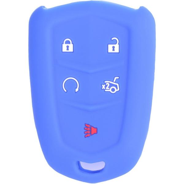 商品名WERFDSR シリコーン キー フォブ スキン キーカバー キーレス エントリー リモートケース プロテクター シェル 2014 2015 2016 キャデラック ATS CTS XTS 4/5 ボタン スマートリモート用 ブルー ...