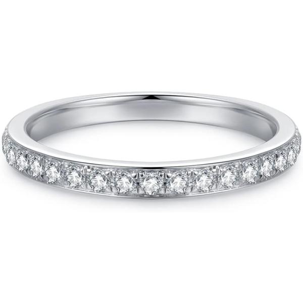 商品名Hafeez Center 2 mm Micropave模造ダイヤモンドキュービックジルコニアCZエタニティウェディングバンドリングのウェディングリングセット、ロジウムメッキスターリングシルバーHAFEEZ CENTER 2mm Mo...