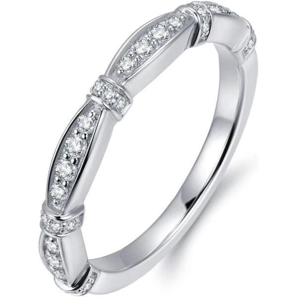 商品名Hafeez Center新しいMarquiseデザイン2 mm Micropave模造ダイヤモンドキュービックジルコニアCZウエディングバンドエタニティリングレディース、ガールズ、ロジウムメッキスターリングシルバーHAFEEZ CE...