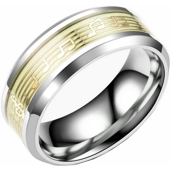 商品名ファッション チタン ステンレススチール 夜光リング 暗闇で光る ピアノ 5ライン 音符リング ウェディング プロミス ジュエリー ギフト メンズ レディース リングhohrayway Fashion Titanium Stainle...