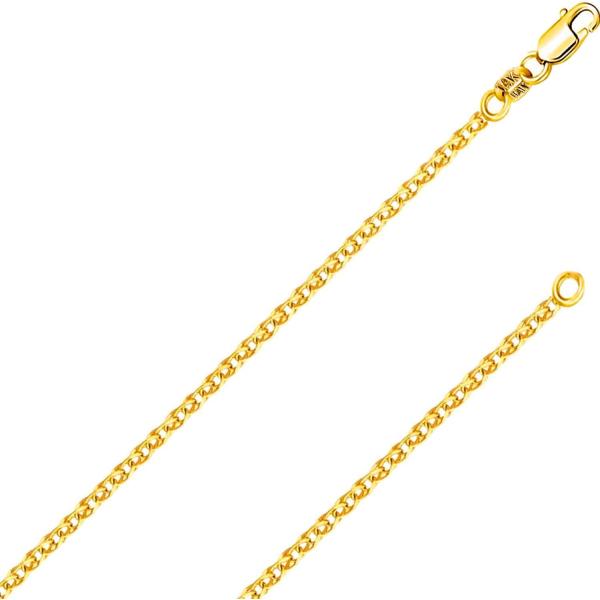 商品名14K Solid Gold Italian Yellow Gold 1.5mm Flat Open wheat Link Chain Necklace- Made in Italy-14 Karat with Lobster Cla...