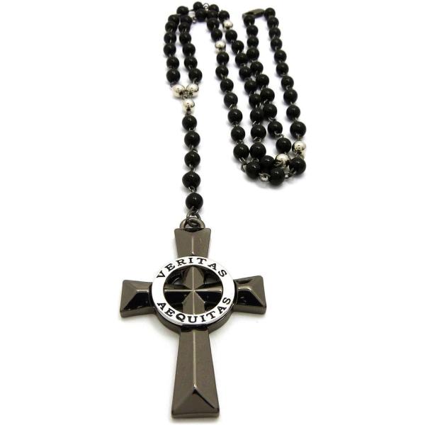 商品名Pyramid Jewelers メンズ Veritas Aequitas クロス Boondock セインツ ペンダント ガラスストーン ビーズ ロザリオネックレスPyramid Jewelers Mens Veritas Aequ...