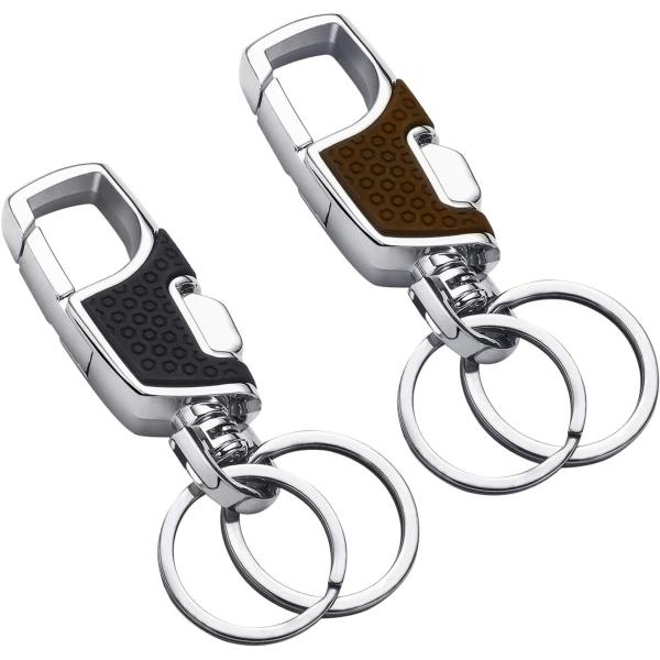 商品名young4us 2パックステンレススチールキーチェーンwith Heavy Duty車ホームオフィスKeychain for Men and women-black &amp;ブラウンYoung4us Key chain 2 Key...