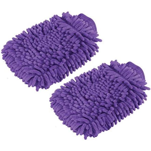 商品名2個パック。 プレミアムカーウォッシュマイクロファイバー シェニールミット。 超自動吸収。 超極細スポンジファイバー手袋。 自宅、キッチンでのプロのクリーニング、手洗い。 石鹸耐薬品性。 (パープル)2 Pack. Premium c...