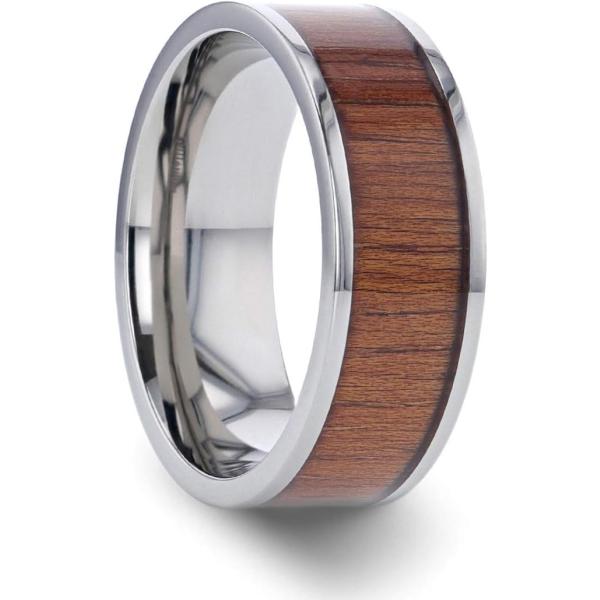 商品名Thorsten Honua | Titanium Rings for Men | Lightweight Titanium | Comfort Fit | Flat Titanium Wedding Band with Rare K...