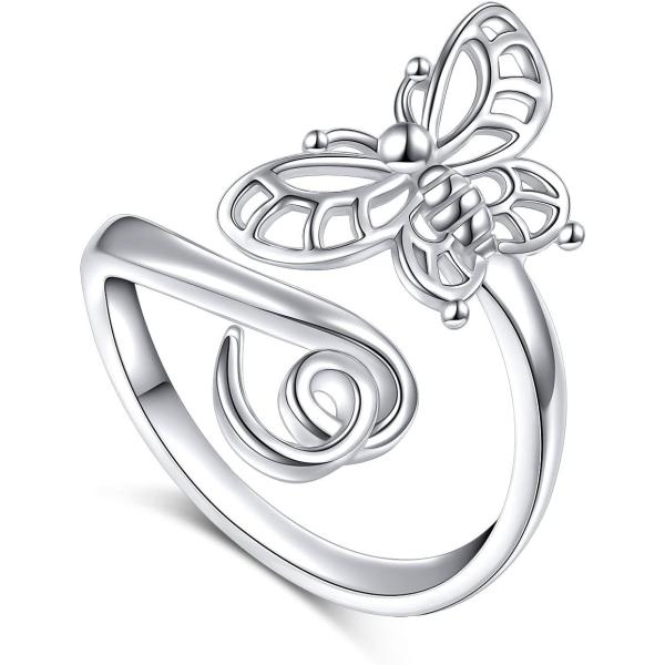 商品名SILVER MOUNTAIN 925スターリングシルバー オープンアニマルリング レディース (サイズ変更可能リング)DAOCHONG 925 Sterling Silver Open Heart Animal Butterfly ...