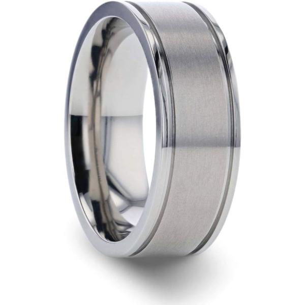 商品名Thorsten Fairfield | 男性用チタンリング | 軽量チタン| 快適フィット | フラットサテン仕上げ チタンリング - 8mmThorsten Fairfield | Titanium Rings for Men |...