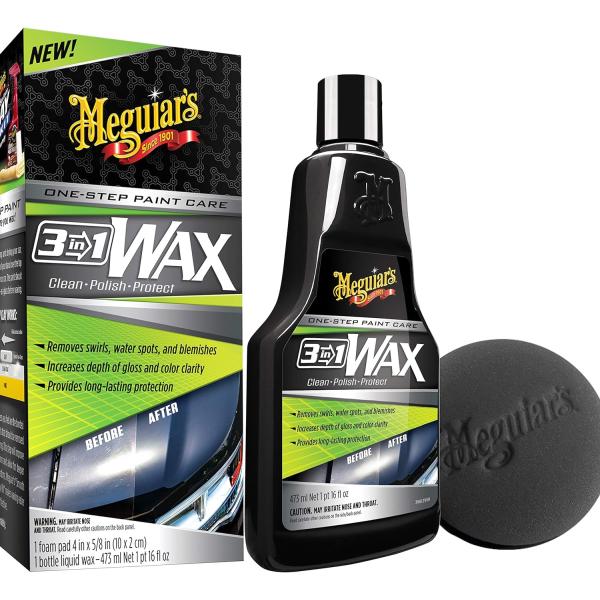 商品名Meguiar's 16オンス G191016 3イン1 ワックスキット 16オンス ベージュ 16オンスキットMeguiar's 3-in-1 Liquid Wax Kit - 16 Oz Bottle and Foam Appli...