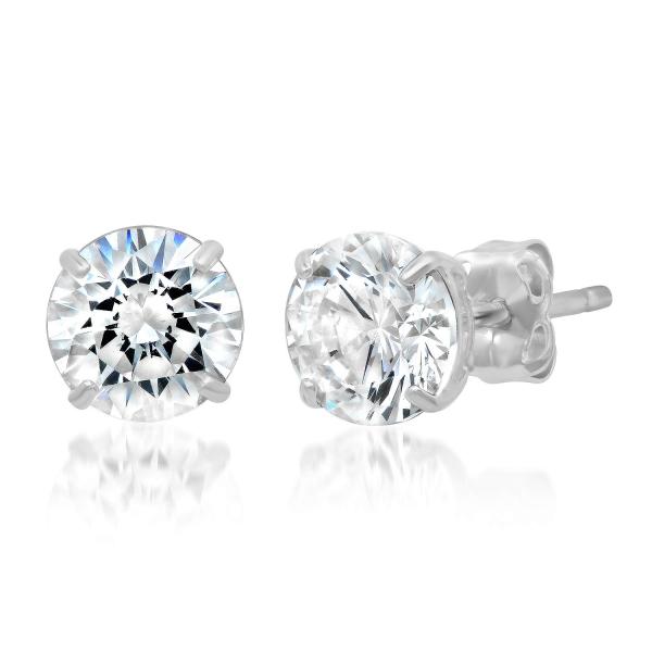 商品名: Parade of Jewels ラウンドスタッドピアス 14Kソリッドゴールド 本物のスワロフスキージルコニア 0.50〜3.0カラット ギフトボックス付き 14k White Gold Earrings for Women &...