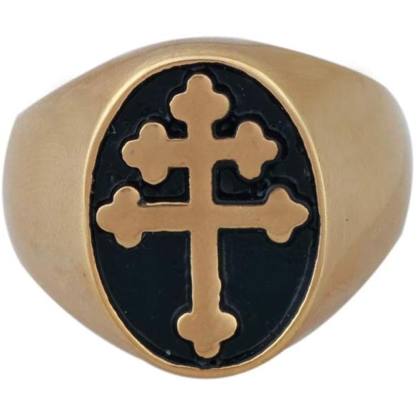 商品名Zovivi ゴールドメッキ ロレーヌクロス ステンレススチール メンズリングZovivi Gold Plated Cross of Lorraine Stainless Steel Mens Ring (14)ブランド：Zovivi...