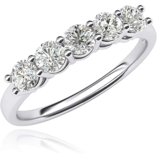 商品名14K ホワイトゴールド 永遠の5石 記念リング 模造ブリリアントダイヤモンド エタニティリング 1.25ctw 女性用LANDA JEWEL 14k White Gold Eternal Five Stones Anniversar...