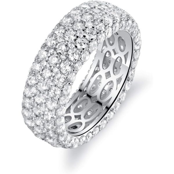 商品名Barzel ゴールドロジウムメッキキュービックジルコニアリング ゴールドBarzel 18k White Gold Plated Wide Wedding Band Cubic Zirconia Eternity Ring for ...