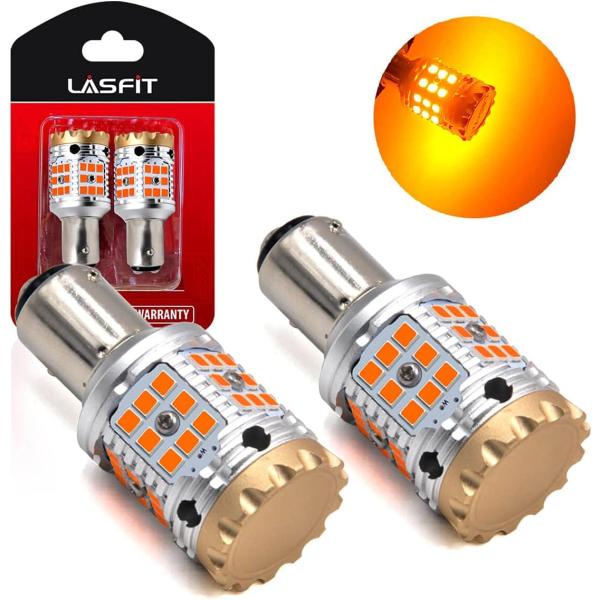 商品名LASFIT 1157 LED電球 アンバー 2057 7528 LEDウィンカーライト ウィンカー電球 CANBUS アンチハイパーフラッシュ 負荷抵抗不要 2022年アップグレード版 アンバーのみ (2個パック)LASFIT 11...