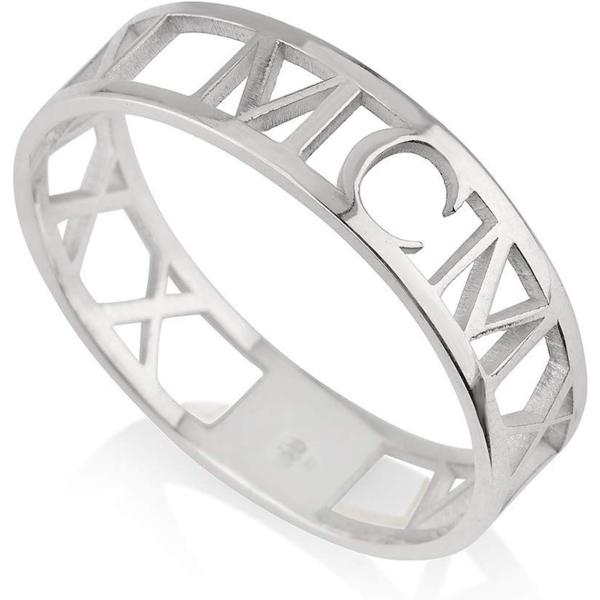 商品名PEIMKO ローマン数字バンドリング パーソナライズ カットアウト 女性用記念日のギフト ウェディングデートリング どんな日付/名前 サイズ4~15 カスタマイズ可PEIMKO Personalized Cutout Roman N...