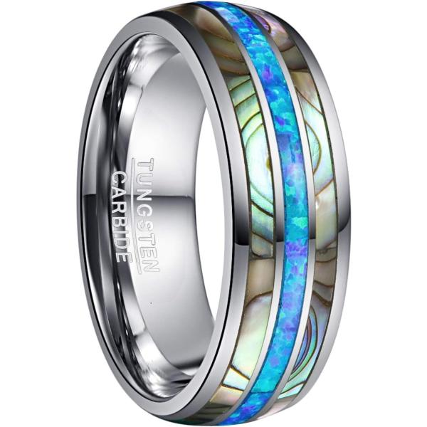 商品名NUNCAD 8mm Opal and Abalone Shell Tungsten Carbide Ring for Men Wedding Band Comfort Fit Size 11.5ブランド：NUNCAD商品サイズ：高さ...