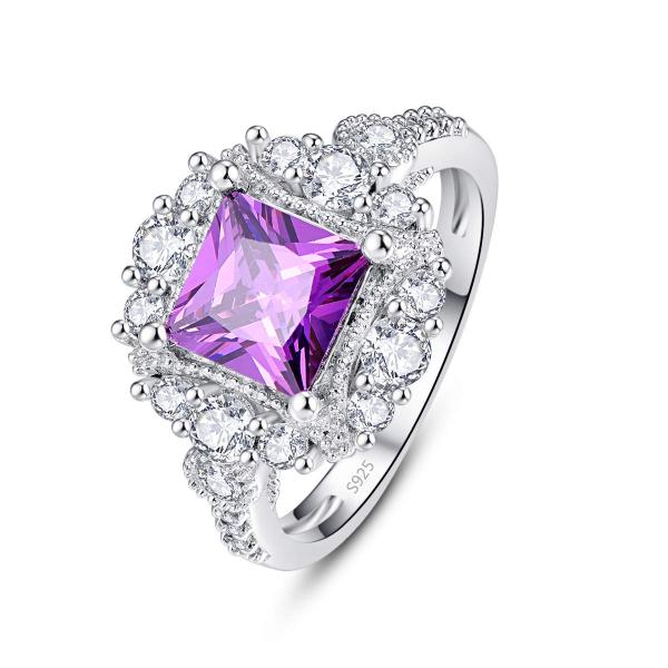 商品名: Psiroy 925スターリングシルバー マーキスカット トルマリン充填リングバンド 女性用 Psiroy 925 Sterling Silver Princess Cut Simulated Pink Topaz Halo Pr...