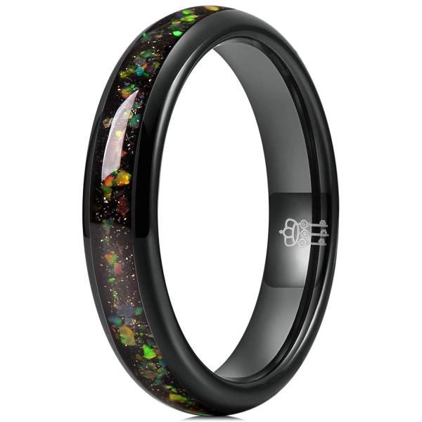 商品名: Three Keys Jewelry メンズ タングステンリング 8mm ギャラクシーシリーズ 模造隕石オパールインレー ユニバンド, 金属, NA THREE KEYS JEWELRY Womens Galaxy Rings 4...