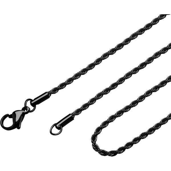 商品名555Jewelry ステンレススチール 低刺激性 ツイスト シンガポール ロープチェーンネックレス ブラック555Jewelry Stainless Steel Black Necklace For Men | Black Neck...