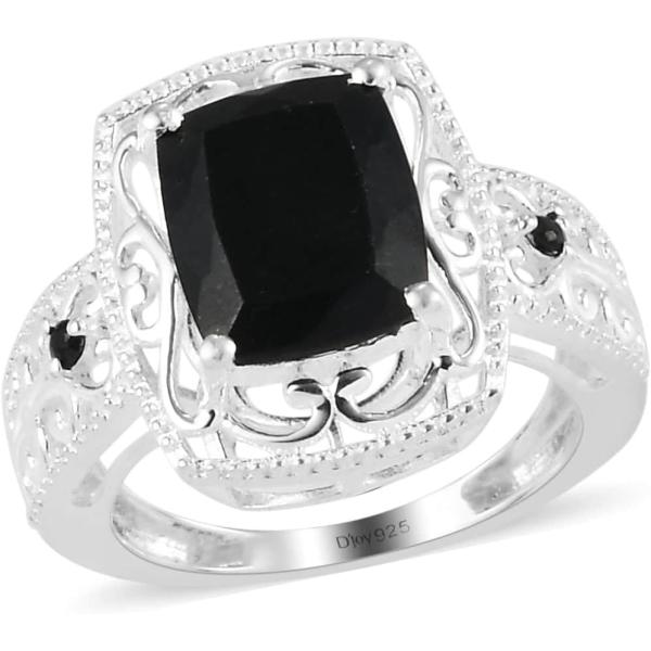 商品名Shop LC ステートメントリング レディース 925スターリングシルバー ブラックスピネル ブラック トルマリン クリスタル ジュエリー 卒業ギフト, 10, 金属, トルマリン スピネルSHOP LC Black Tourmal...