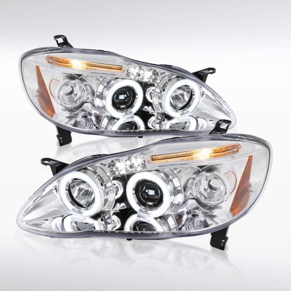 商品名Autozensation トヨタ カローラ クロム LED ヘイロー プロジェクター ヘッドライト ペアAUTOZENSATION Compatible with 2003-2008 Toyota Corolla 2008 LED ...