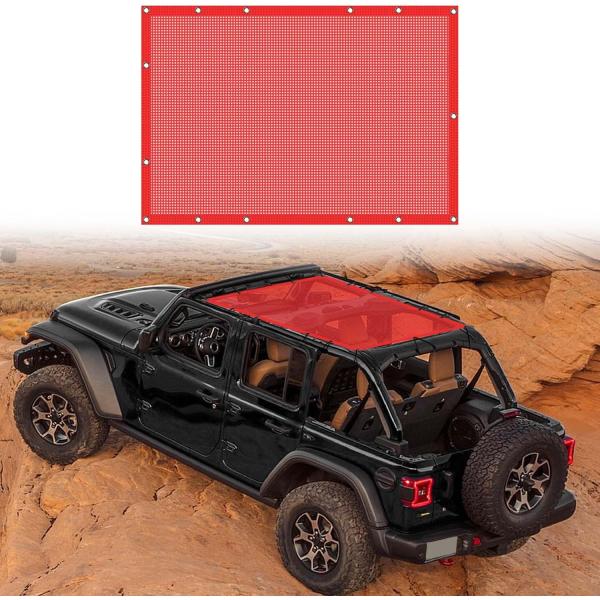 商品名RT-TCZ Jeep Wrangler JL レッド高耐久ポリエステルメッシュシェードトップカバー 紫外線保護 4ドア JL JLU(2018-2019)RT-TCZ for Jeep JL Sunshade Mesh Top Re...