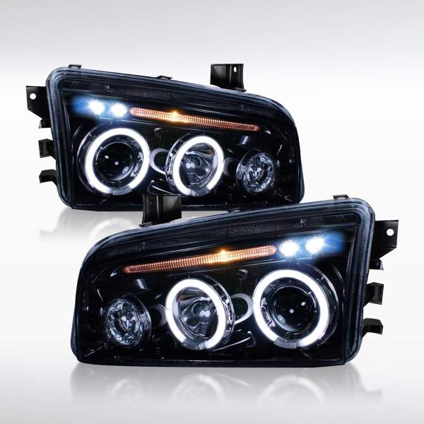 商品名Autozensation ドッジ チャージャー 光沢ブラック ヘイロー LED プロジェクター ヘッドライト ペアAUTOZENSATION Compatible with 2006-2010 Dodge Charger LED H...