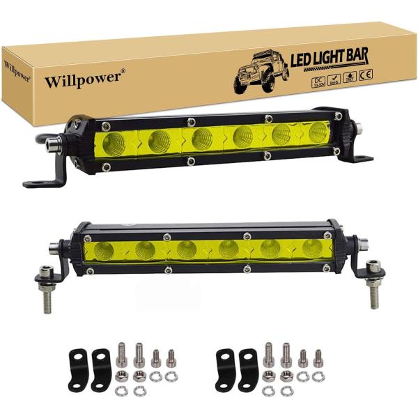 商品名Willpower LED Light Bar,7 Inch Led Pods Flood Work Light 3000LM Single Row Light Bar Off Road Driving Led Work Lights...