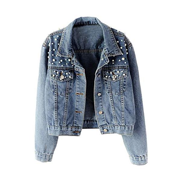 商品名: Kedera OUTERWEAR レディース US サイズ: Medium カラー: ブルー Kedera Women Oversized Denim Jacket Embroidered Pearls Beading Jeans...