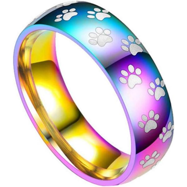 商品名Afco Men Women Cute Animal Paw Print Titanium Steel Finger Ring Fashion Jewelry Birthday Gift Rainbow 8ブランド：Afco商品サイズ...