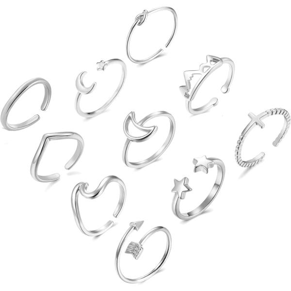 商品名CHOA ウェーブフォックスコントリング3点セット レディース 調節可能 オープンナックルリングchoice of all Fidget Ring Anxiety Ring for Women Spinner Rings for An...