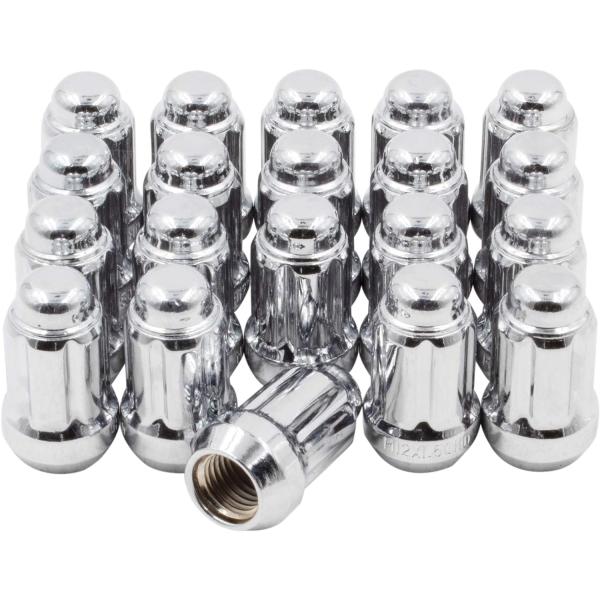 商品名ホイールアクセサリー パーツ 20個セット スプライン 長さ1.37インチ カーラグナット クローズドエンド バルジ ドングライン ラグナット コーンシート 鍵付き (M12 x 1.50、クロム)Wheel Accessories ...