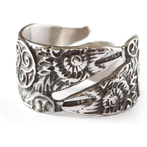 商品名HAQUIL バイキングジュエリー シルバーオーディンレイブンバードリング メンズ レディースHAQUIL Viking Jewelry Odin's Ravens Ring for Men and Women, Adjustable...