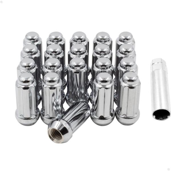 商品名ホイールアクセサリー部品20個セット 長さ1.9インチ カーラグナット クローズドエンド へんぐり スプラインラグナット コーンシートロック キー付き M12 x 1.75 631550_Wheel Accessories Parts...