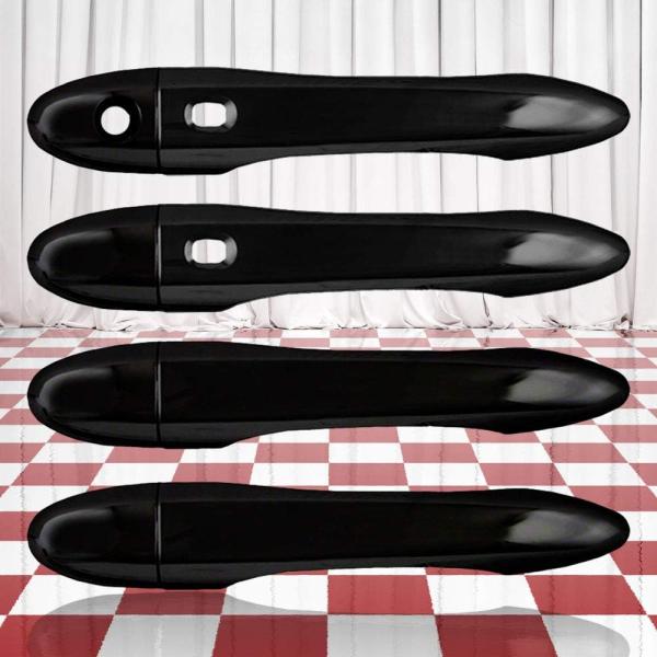 商品名Brighter Design グロスブラックドアハンドルカバー スマートキー付き 4個セットBrighter Design Set of 4 Gloss Black Door Handle Covers w/Smart Key fo...