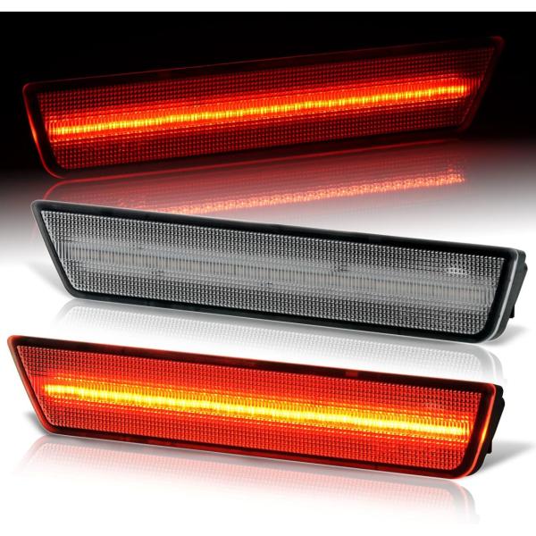 商品名AJP Distributors Upgrade Replacement Red LED Clear Lens Rear Side Marker Bumper Lights Lamps Assembly For Dodge Chall...