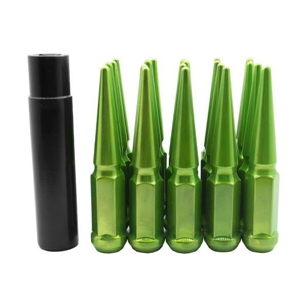 商品名20 Pc New Green Spike Lug Nuts | M14x1.5 | 4.5"" Tall Solid Spiked + Key | Compatible with Jeep Wrangler JL 2018-2019...