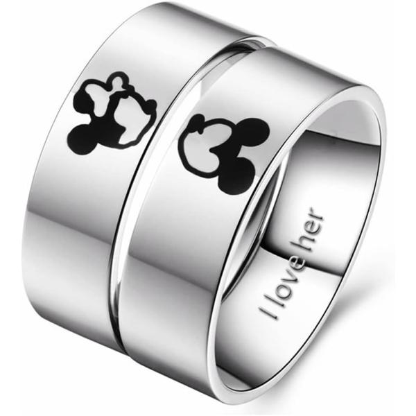 商品名XAHH カップルリング I Love Her I Love Him ミッキーマウス 彼と彼女のキス マッチングセット チタン鋼 記念日 結婚指輪 シルバー 13XAHH Couples Rings I Love Her I Love...