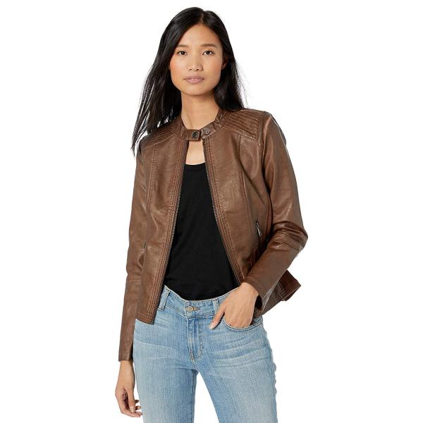 商品名: Sebby Collection OUTERWEAR レディース US サイズ: Medium カラー: ブラウン Sebby Collection Women's Faux Leather Jacket with Moto De...