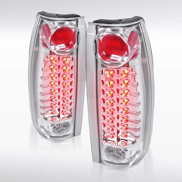 商品名Autozensation シボレーC/K 1500 2500 1994-1998 シルバラード GMC シエラ ユーコン クロームハウジング クリアレンズ LEDテールライト L+R ペアテールライトアセンブリAutozensati...