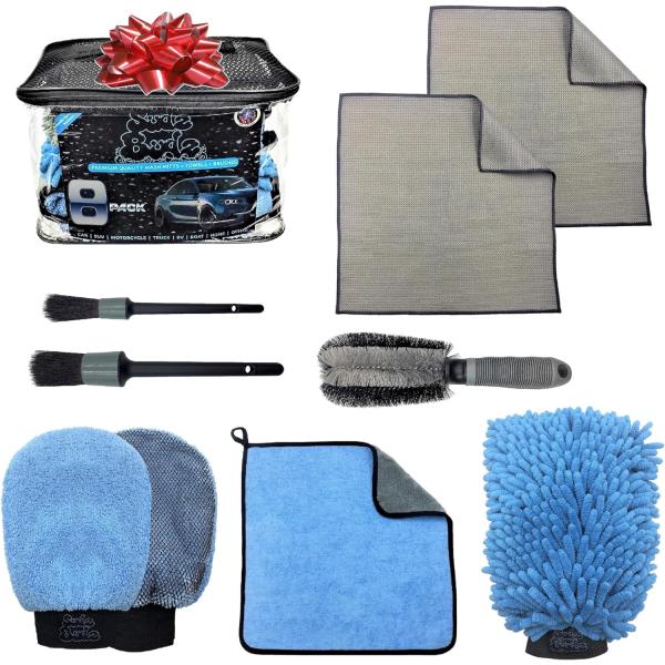 商品名Sudz Budz プレミアム洗車キット 8個 | 洗濯とディテールミット マイクロファイバータオルセット ホイールクリーニングブラシ ディテーリングブラシ エクステリアとインテリアカーケア用プロフェッショナルディテールアクセサリーS...