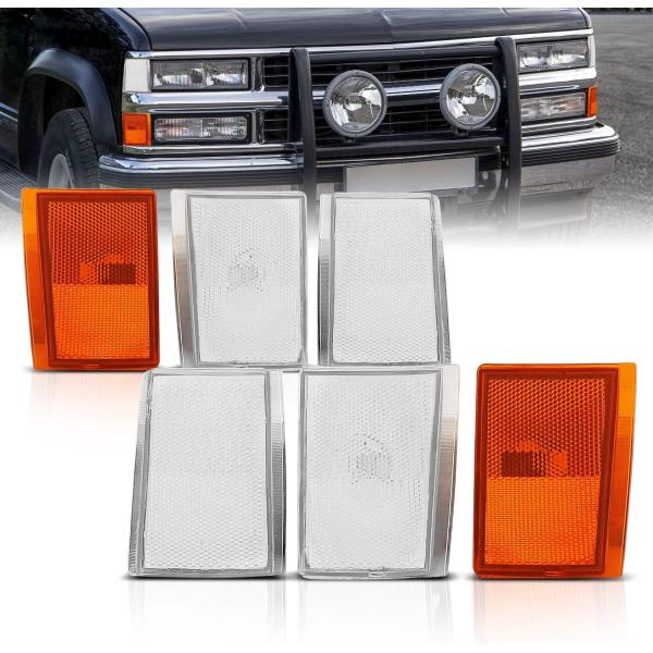 商品名AmeriLite Clear Corner Lights For Chevy C/K 1990-93 Blazer Fullsize/Suburban 1992-93- Passenger and Driver Sideブランド：A...