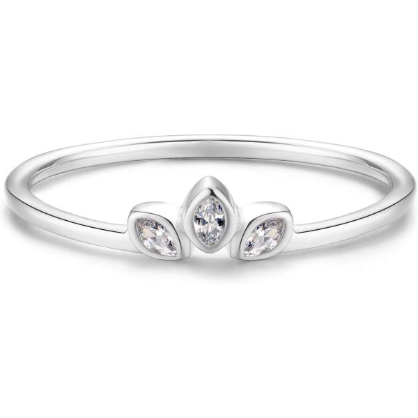 商品名Blossom and Hue スターリングシルバーデリケートで上品なリング 3ストーンのマーキーズリングSterling Silver Delicate Dainty Ring for Stacking Three-Stone Ma...