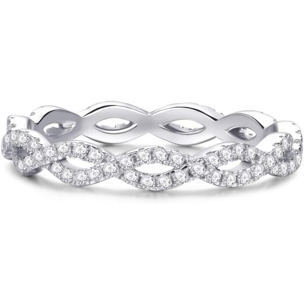 商品名ローズゴールド 結婚指輪 レディース ツイストキュービックジルコニア 結婚指輪 インフィニティ フル エタニティ 華奢 重ね付け式 ブライダル デリケート ブライダルTwist CZ Wedding Band Women White ...