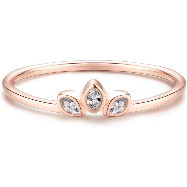 商品名Blossom and Hue スターリングシルバーデリケートで上品なリング 3ストーンのマーキーズリングSterling Silver Delicate Dainty Ring for Stacking Three-Stone Ma...