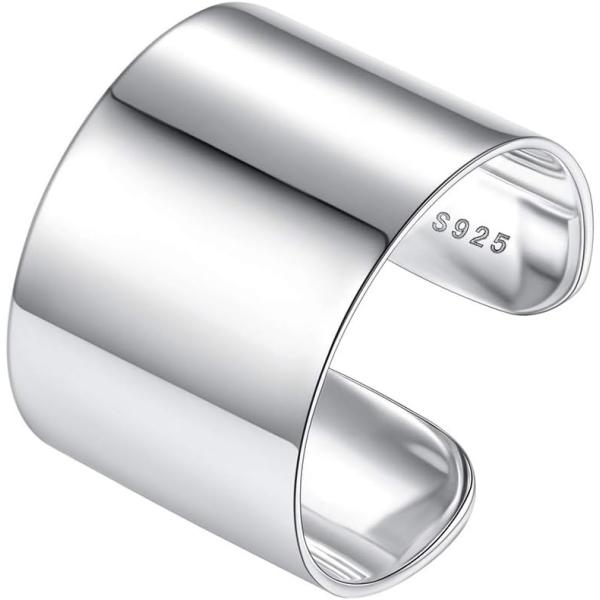 商品名Silvora Sterling Silver Stackable Knuckle Ring, 15MM Toe Finger Open Band Ring for Women Men Girls Minimalist Jewelry...