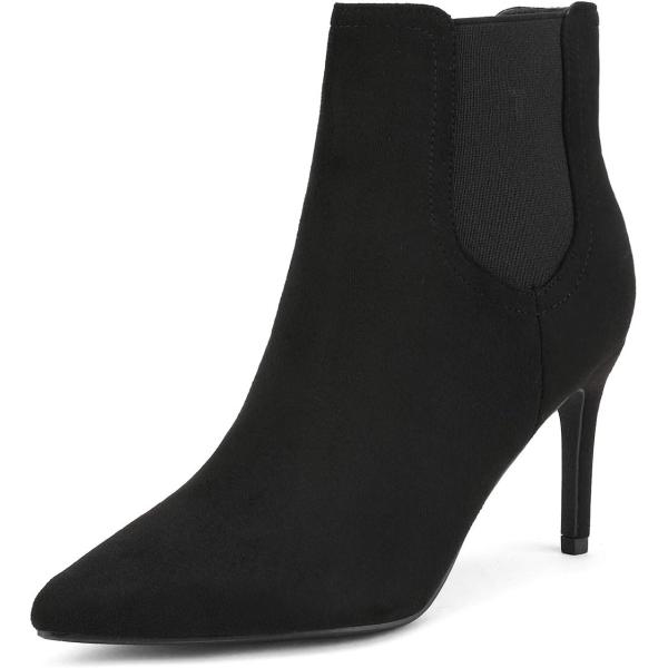 商品名DREAM PAIRS レディース ポインテッドトゥ スティレット ハイヒール アンクルブーティー, Kizzy-1 ブラック/スエード, 9DREAM PAIRS Women's Black Suede Pointed Toe St...