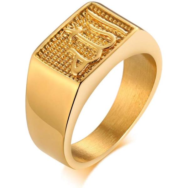 商品名MPRAINBOW 10mm ステンレススチール アラーシンボル印章リング アラーシールリング アラーゴールドバンドリング クールリング メンズ ボーイズ 宗教的なギフトMPRAINBOW 10mm Stainless Steel A...