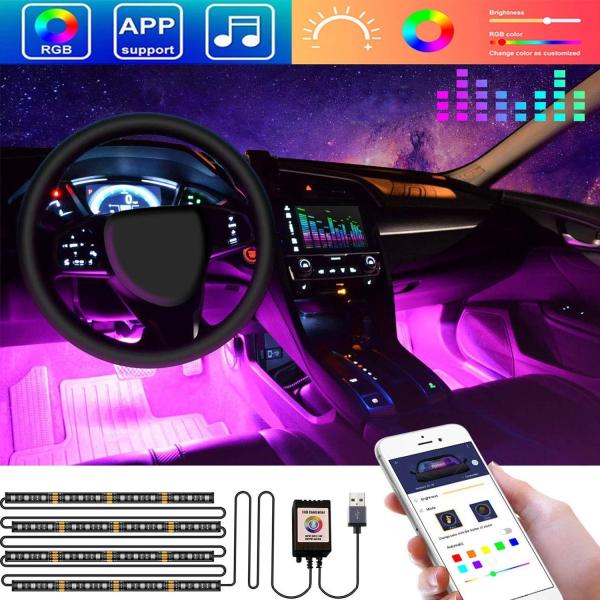 商品名CHDZKEDI Interior Car Lights USB Multicolor Music Car LED Strip Light, Waterproof Underdash Lighting Kits with Sound ...